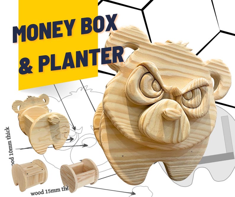 DIY Wooden Animal Planter & Money Box: Scroll Saw Patterns (PDF/SVG) - Etsy