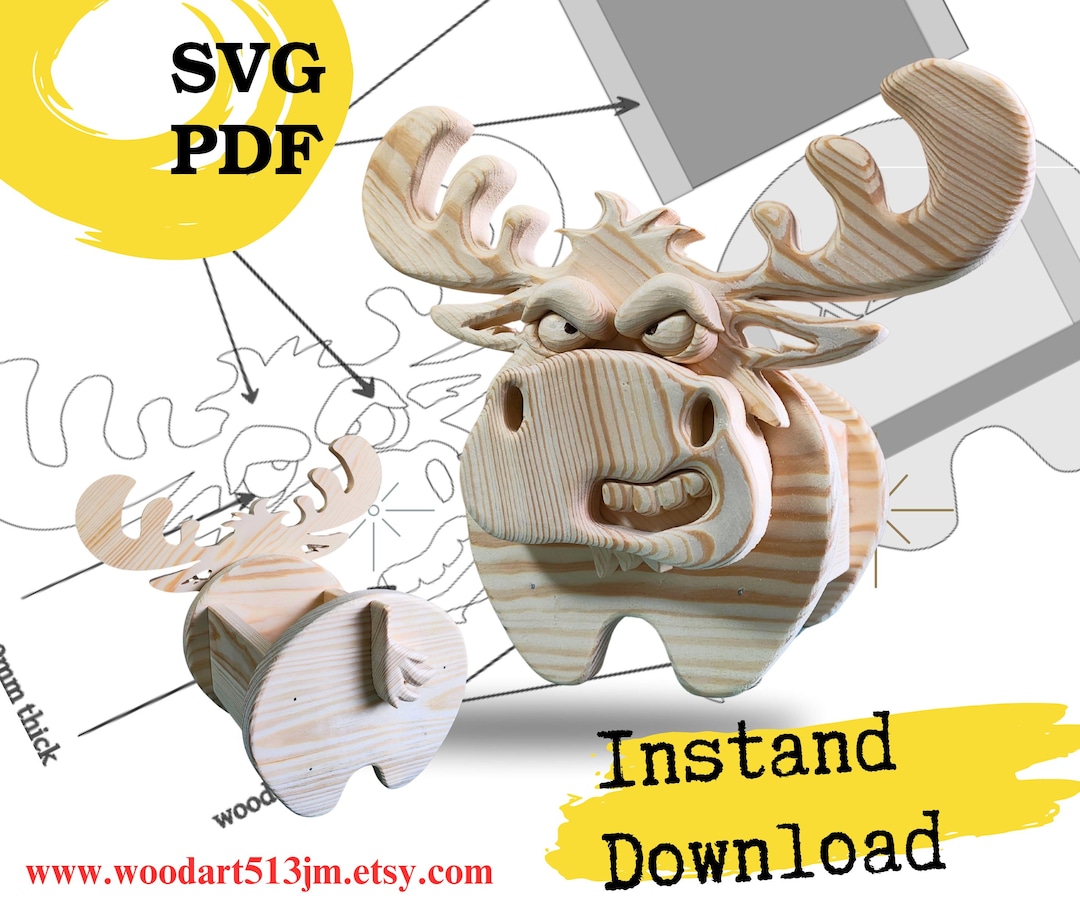 Moose Box Scroll Saw Pattern, Woodworking Plans (PDF, SVG) - Etsy