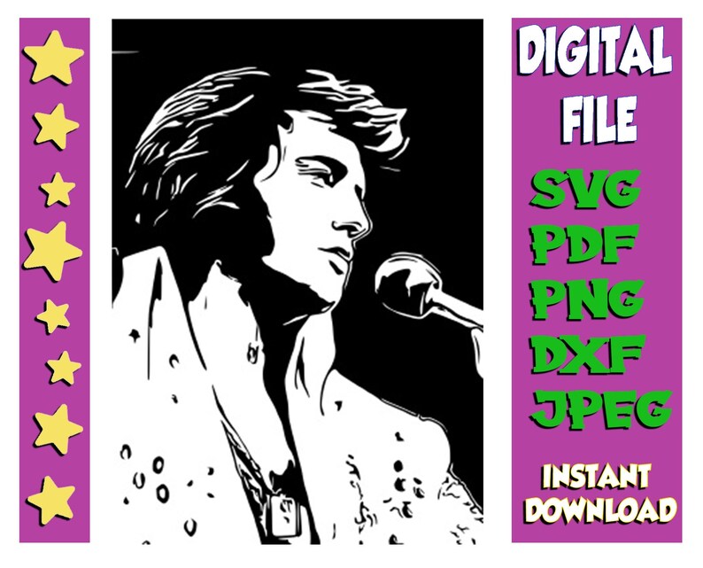 Elvis Presley SVG, pdf, png, dxf, jpeg, plantilla, - Etsy México