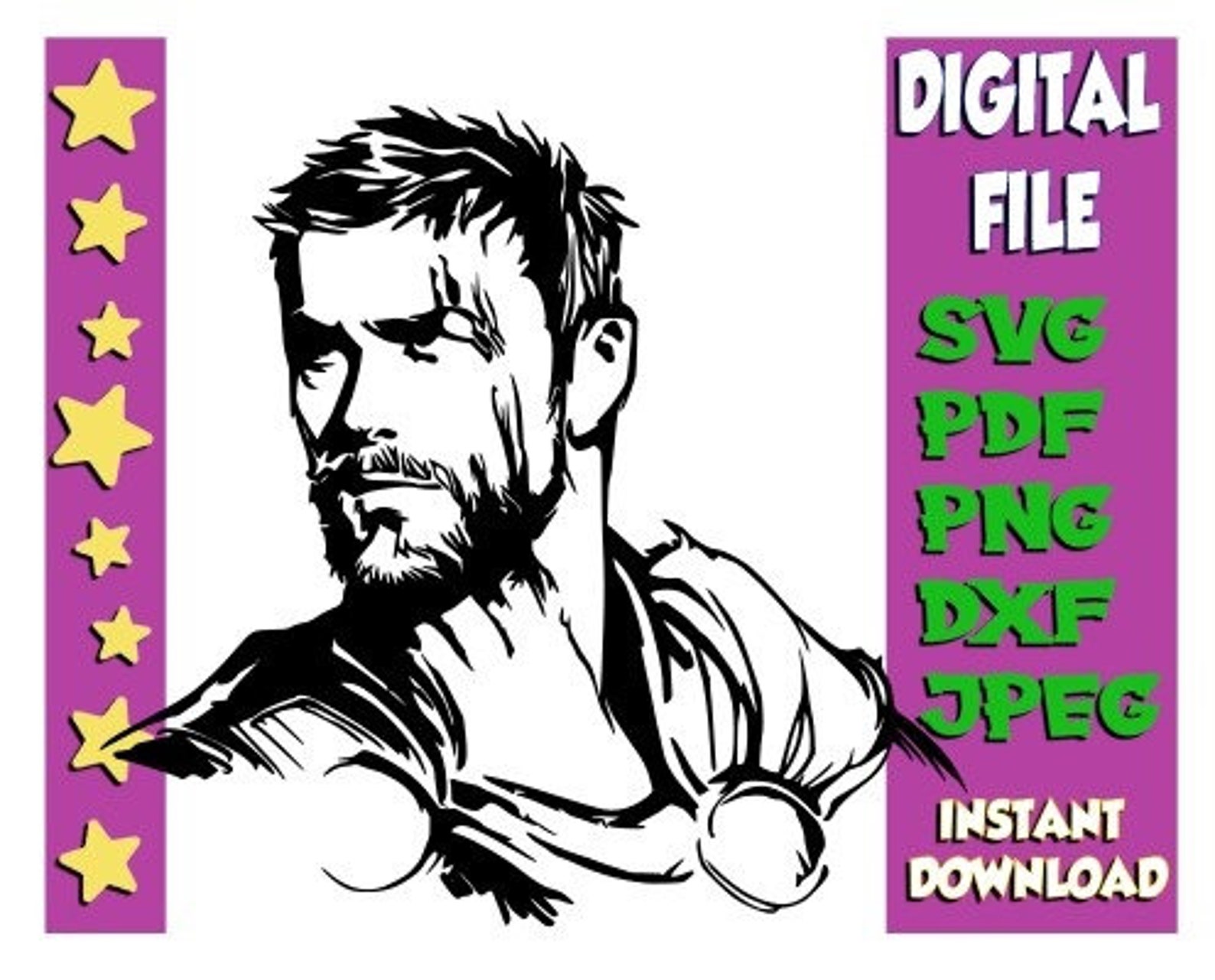 Thor , Chris Hemsworth ,SVG, Pdf, Png, Dxf, Jpeg, Stencil - Etsy