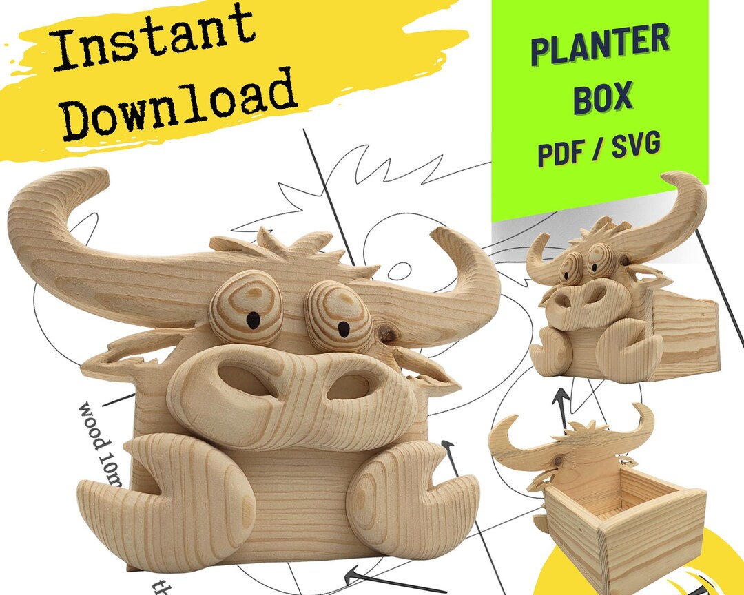 Bull Planter Box Scroll Saw Pattern | Woodworking Home and Garden Decor ...