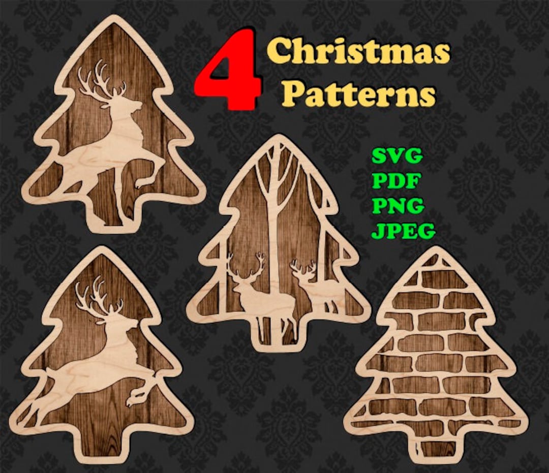 4 Christmas Patterns ,santa Claus, Scroll Saw Christmar Tree , Png, Pdf ...