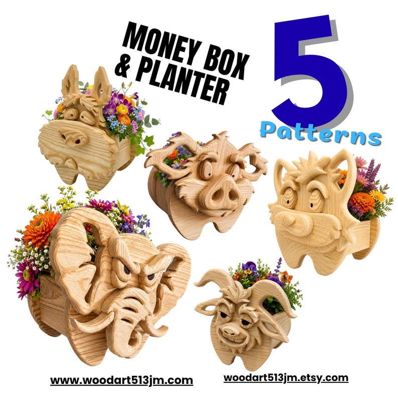 Animal Planter Box Scroll Saw Patterns: Diy Woodworking Plans (PDF, SVG ...