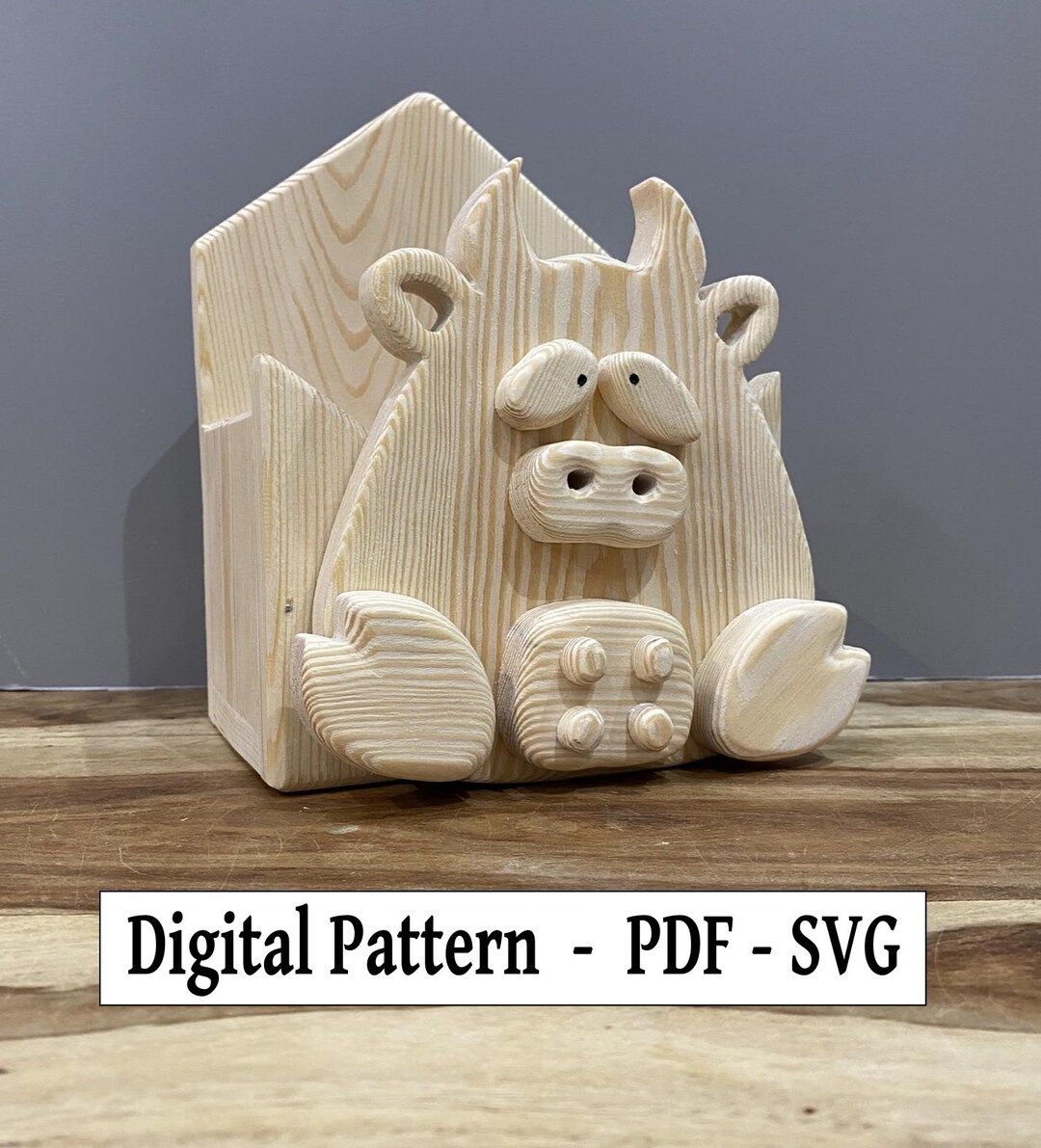 Easy Scroll Saw Day Cow Pattern - Animal Wooden Box Planter PDF | DIY ...
