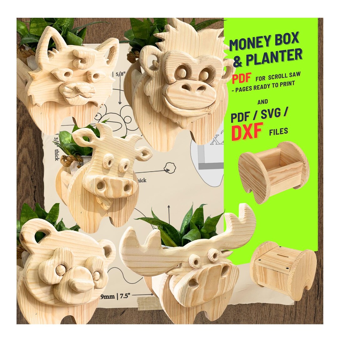 Animal Planter Box Scroll Saw Patterns: Diy Woodworking Plans (PDF, SVG ...