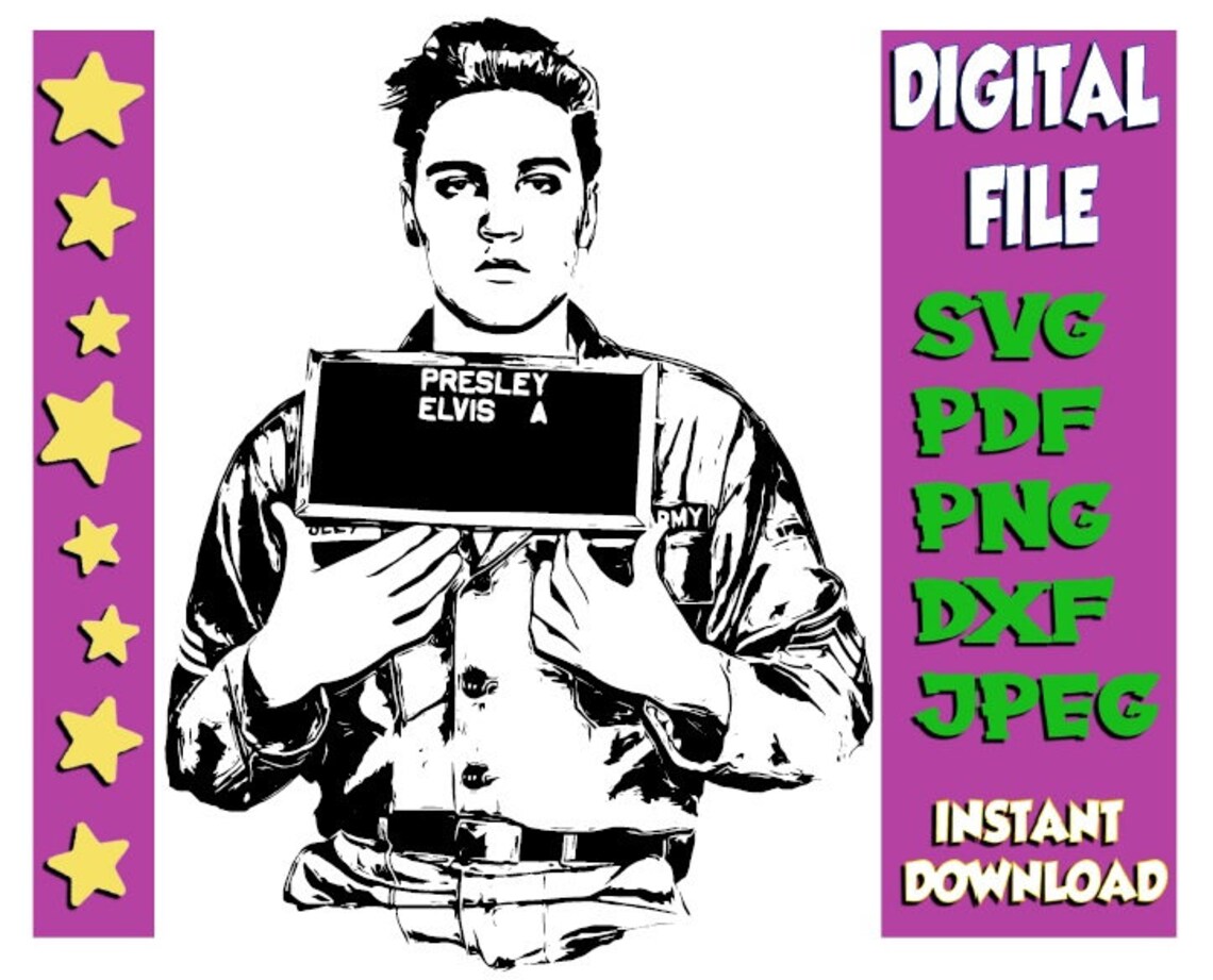 Elvis Presley, Pattern, Dxf, Svg, Png, Pdf, Jpeg, Stencil - Etsy