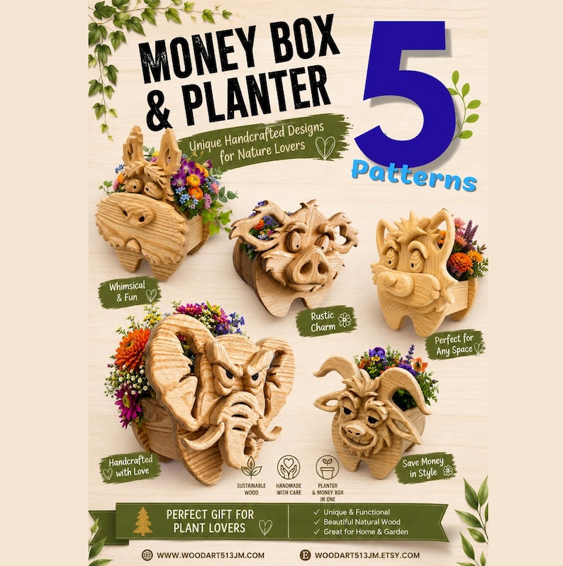 Animal Planter Box Scroll Saw Patterns: Diy Woodworking Plans (PDF, SVG ...