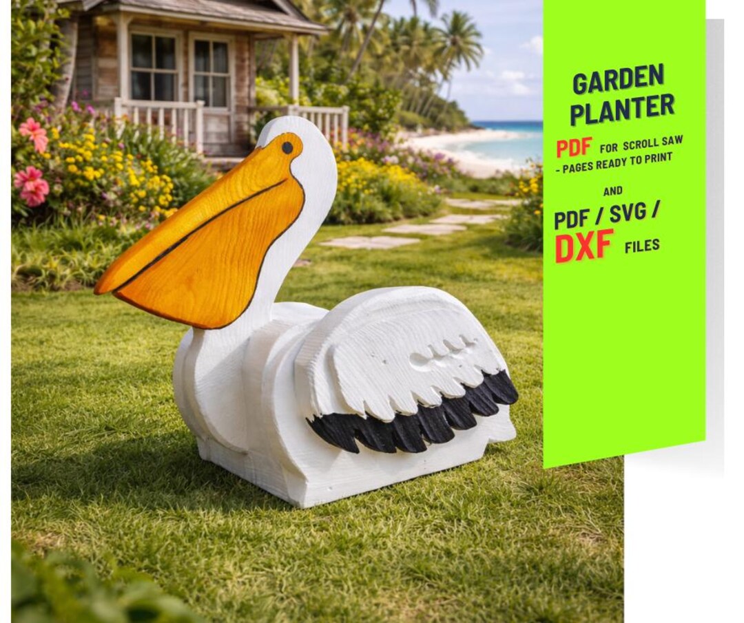 Pelican Planter Box 2 Sizes Woodworking Plans, Scroll Saw Template ...