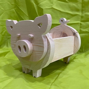 Wooden Pig Planter Scroll Saw Pattern | Animal Flower Pot Woodworking ...