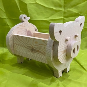 Wooden Pig Planter Scroll Saw Pattern | Animal Flower Pot Woodworking ...
