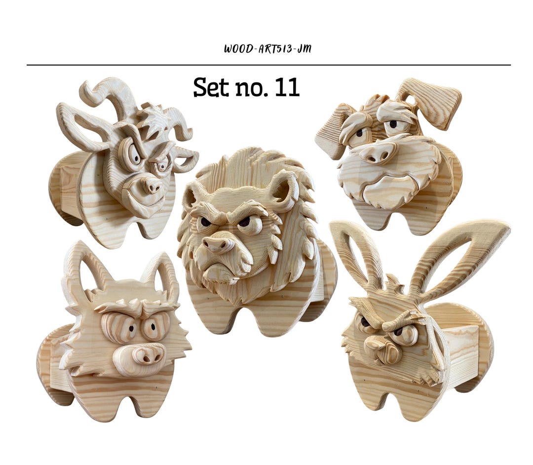 Animal Planter Box Scroll Saw Patterns: Lion, Dog, Bunny, Wolf, Goat ...