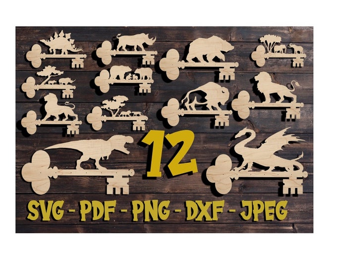 12 Animal Patterns Key Holder Wall Rack Keys Wall Mounted Svg, Pdf, Png ...