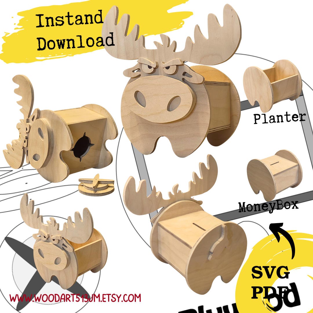 2 Woodworking Plans | Money Box and Planter | Scroll Saw Pattern – Easy ...