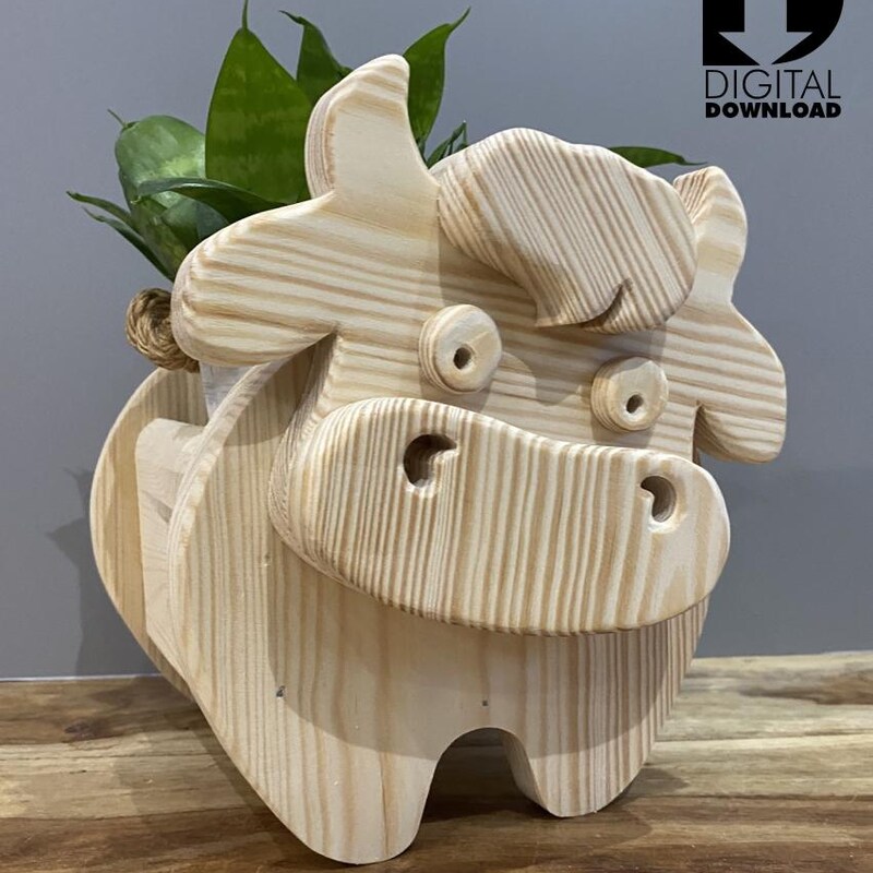 Wooden Cow Planter - Etsy