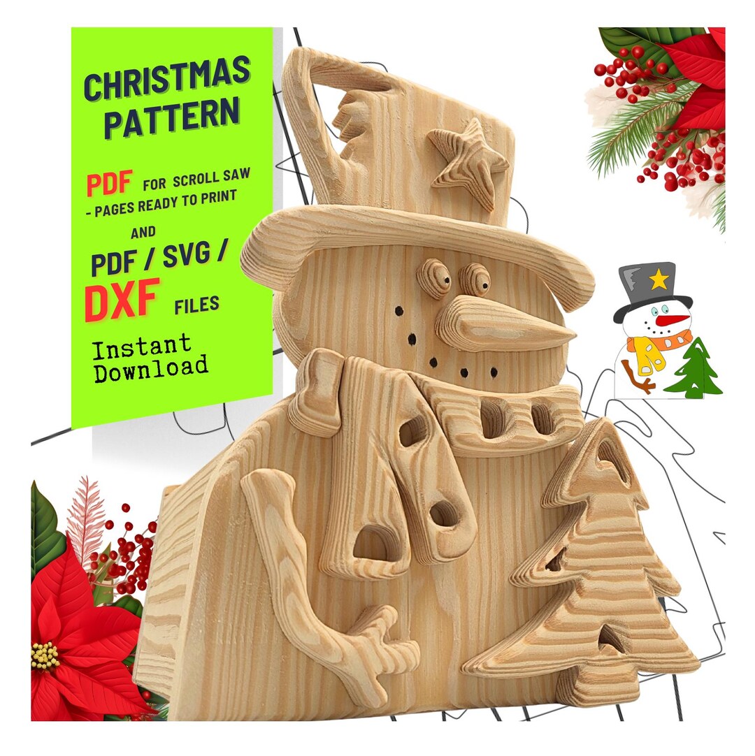 Snowman Christmas Box, Scroll Saw Pattern, Woodworking (PDF, SVG, DXF ...
