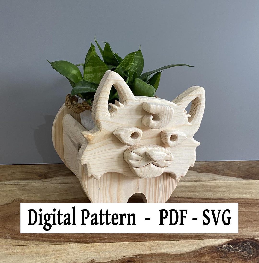 Flower Box Planter CAT Easy Scroll Saw Pattern, Animal Box Woodworking ...