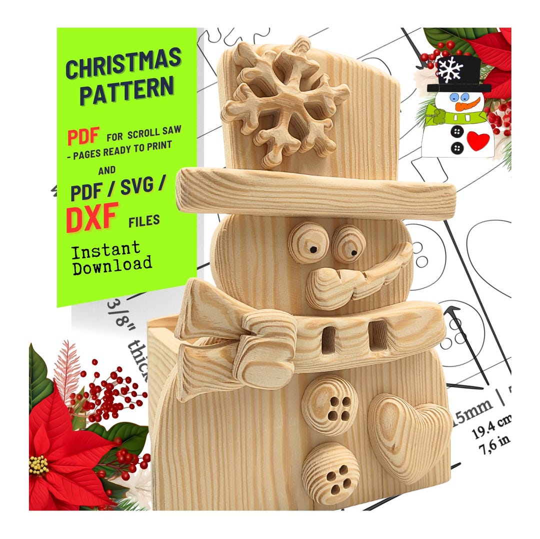 Snowman Christmas Box, Scroll Saw Pattern, Woodworking (PDF, SVG, DXF ...