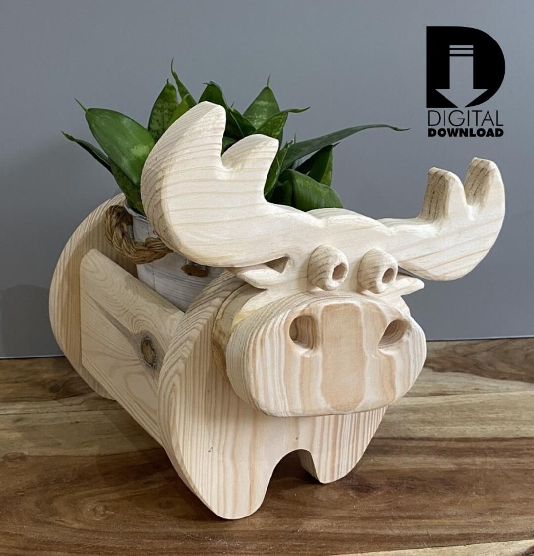 Moose Planter Box Scroll Saw Pattern, Animal Woodworking Plans PDF ...
