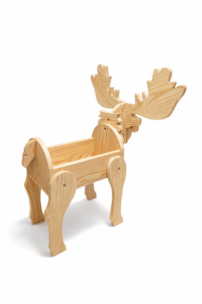 Wooden Moose Planter Scroll Saw Pattern: Animal Flower Pot, Woodworking ...