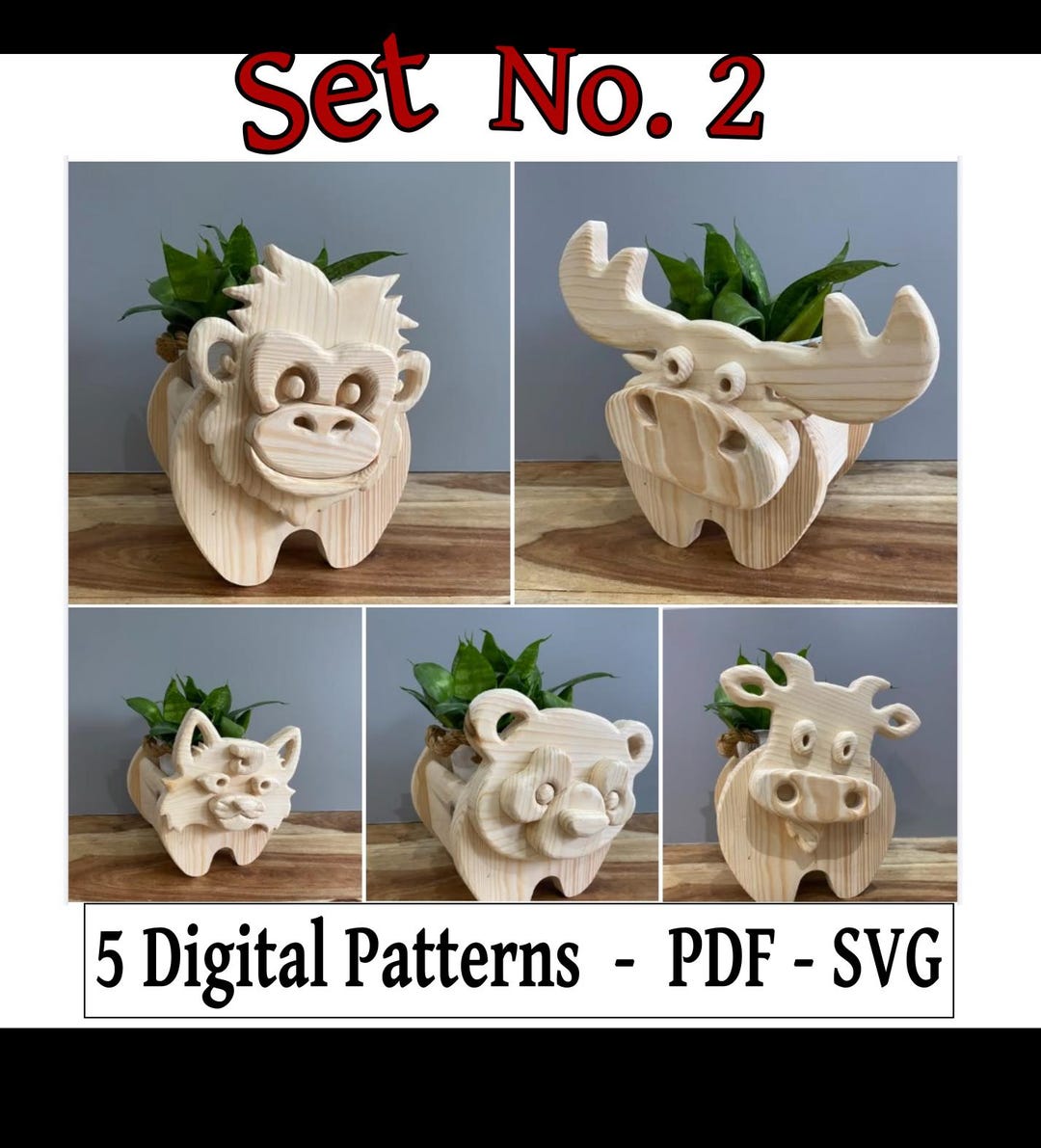 Animal Planter Box Scroll Saw Patterns: DIY Woodworking Plans (PDF, SVG) - Etsy New Zealand
