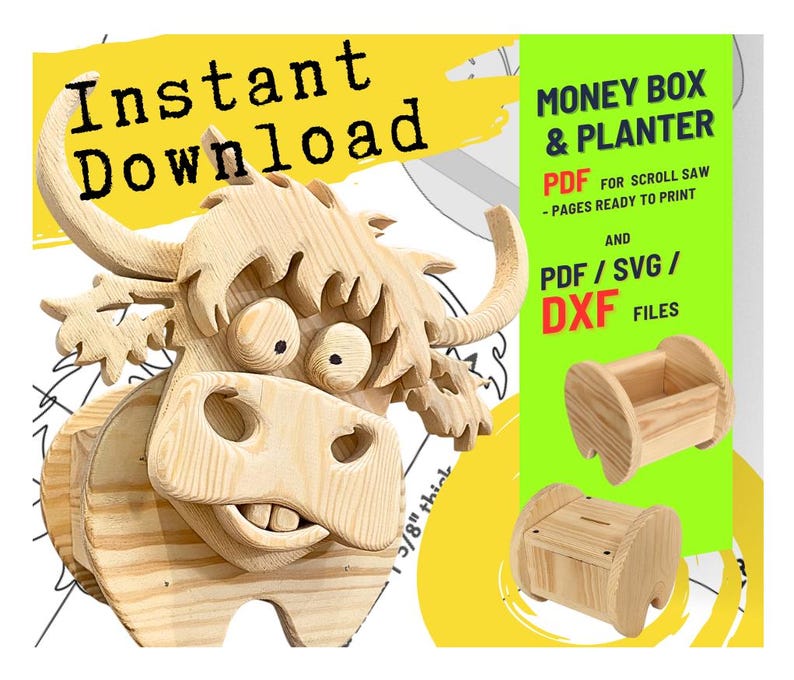 Woodworking Planter Box Scroll Saw Pattern – Easy Bull Design for ...
