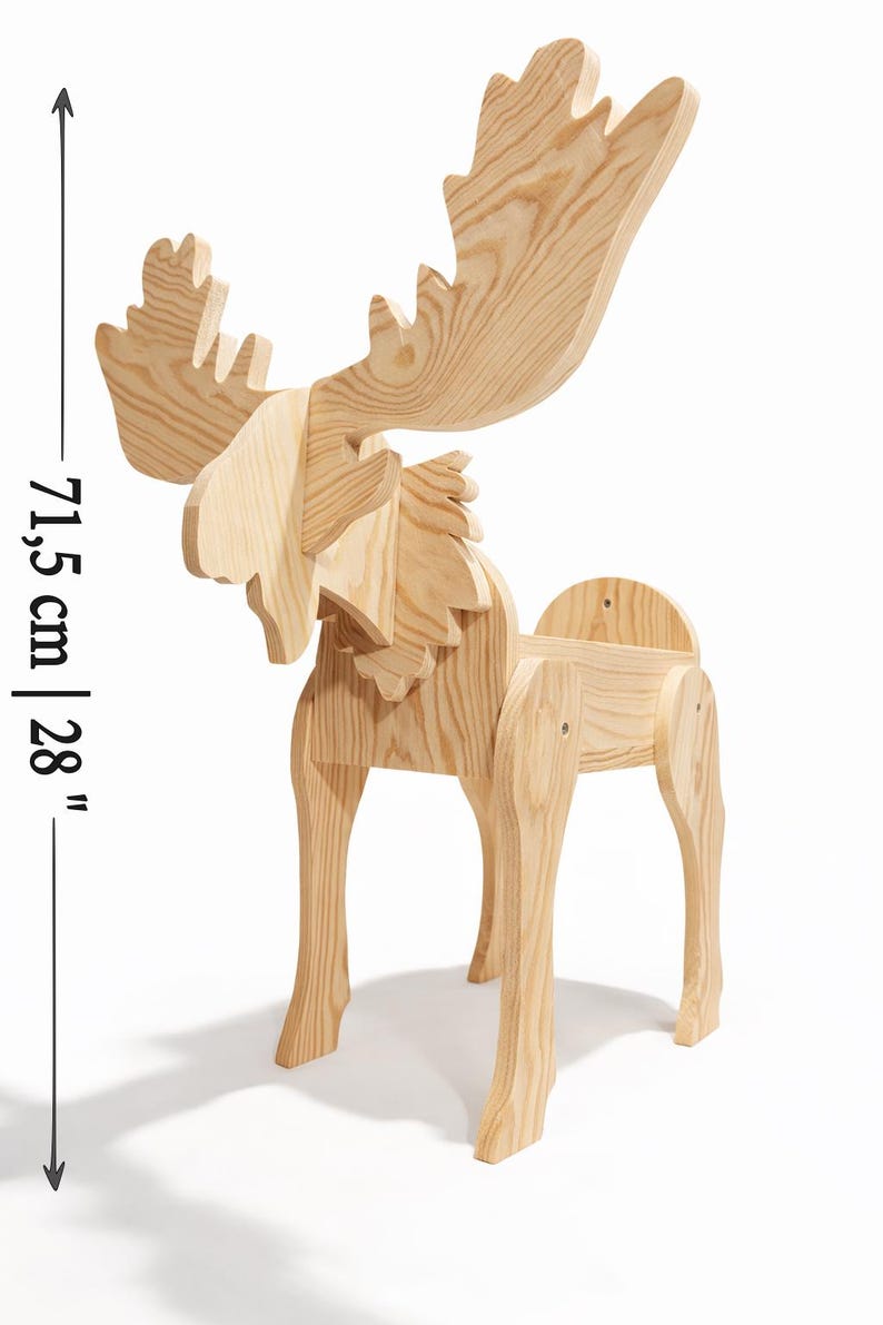 Wooden Moose Planter Scroll Saw Pattern: Animal Flower Pot, Woodworking ...