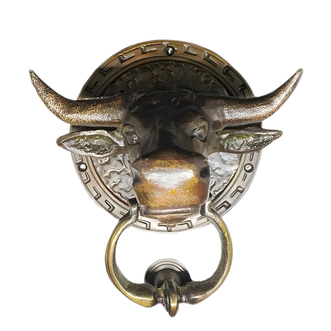 Bull Horns Door Knocker | Brass Large Stunning Heavy Vintage Front Door ...