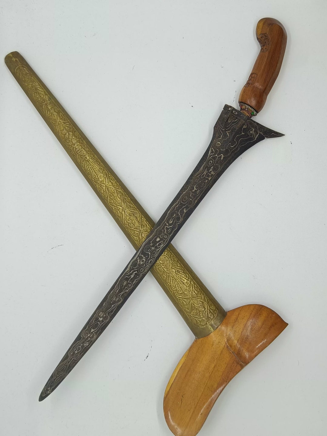 Vintage Keris Weapon Javanese Art. Rustic Machete Indonesian Ornament ...