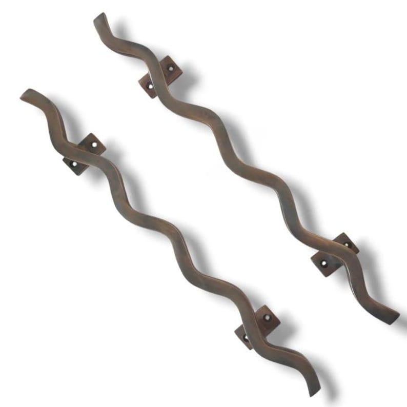 Wavy Brass Door Handle – Zig Zag Modern Art Deco Pull Handle for Glass ...