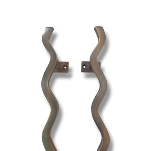 Wavy Brass Door Handle – Zig Zag Modern Art Deco Pull Handle for Glass ...