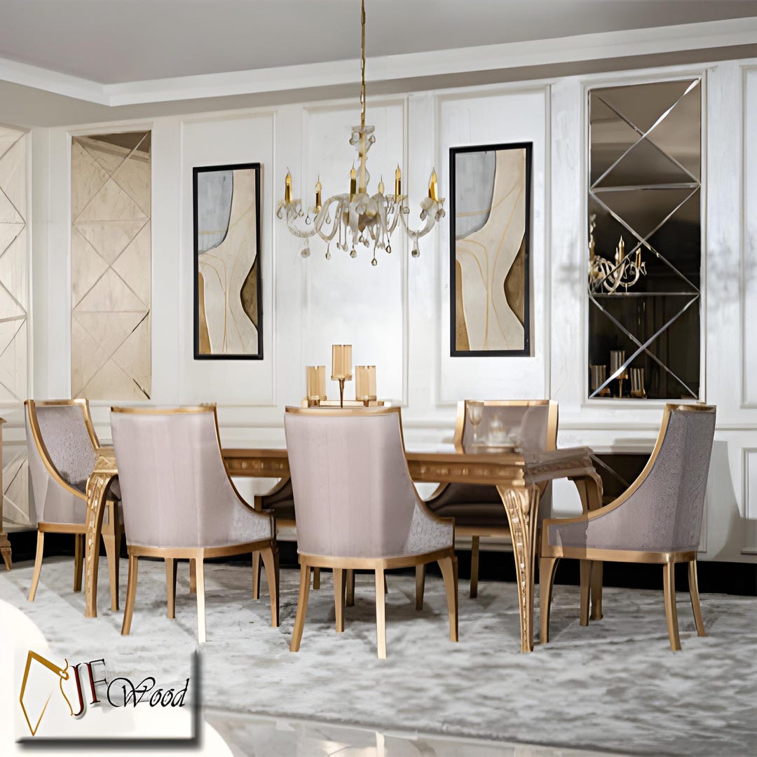 Azelya Dining Room Set Dining Table. Classic Hand Carved Kitchen Set ...
