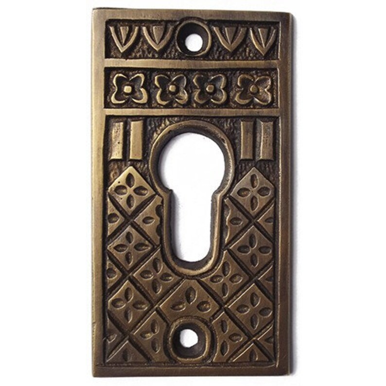 3.5" Brass Plate Door Lock / Door Lockset Plate - Decorative Key Hole ...