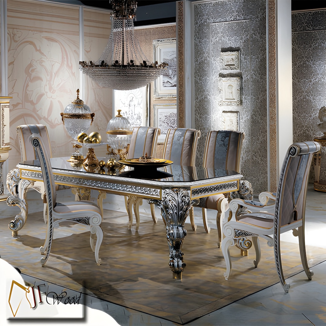 Ravenna Royal Dining Table, Hand Carved Luxury Kitchen Set Furniture - Etsy