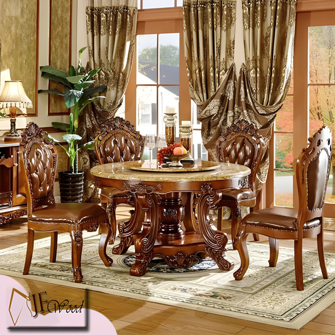 European Luxury Kitchen Table Dining Room Set, Hand Carved Furniture - Etsy