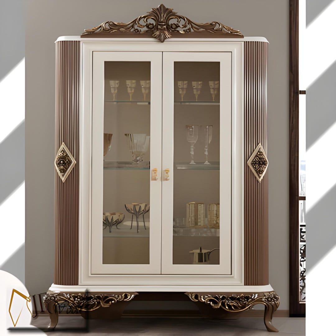 Camlica Luxury Glass Display Cabinet. Luxury Hand Carved Living Room ...