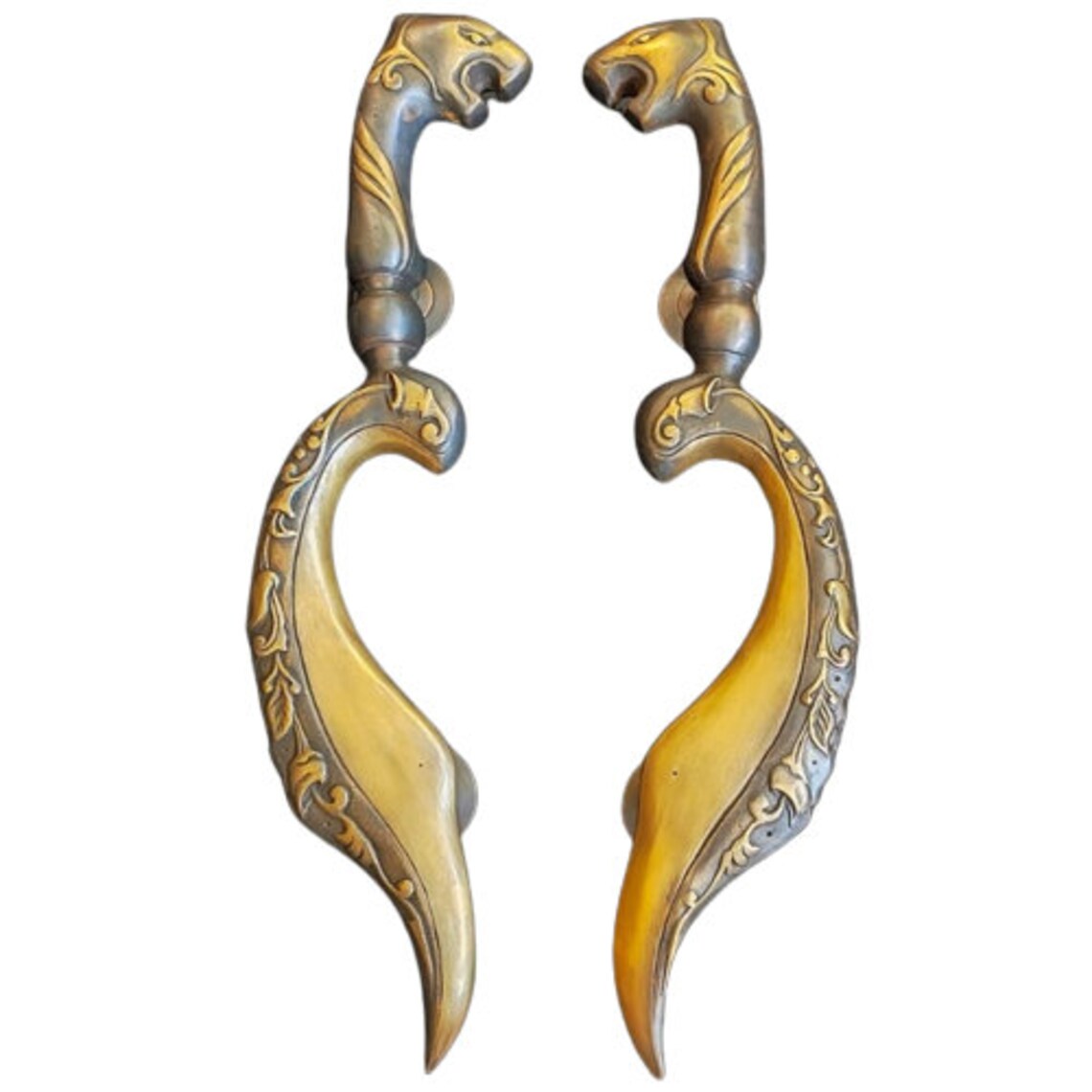 1 Pair Antique Kujang Sword Door Handle. 18.5" Door Pulls Knob. Vintage ...