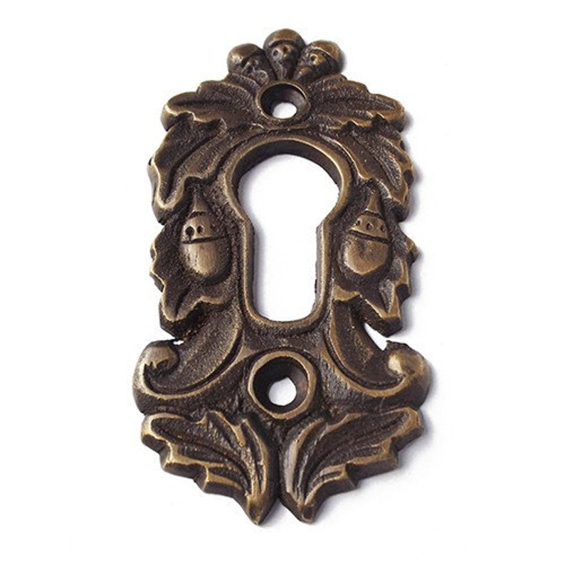 3.5" Brass Plate Door Lock / Door Lockset Plate - Decorative Key Hole ...