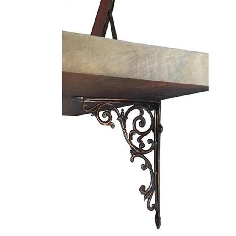 Set of Vintage Simple Engrave Shelf Bracket Books Photos Solid Brass ...