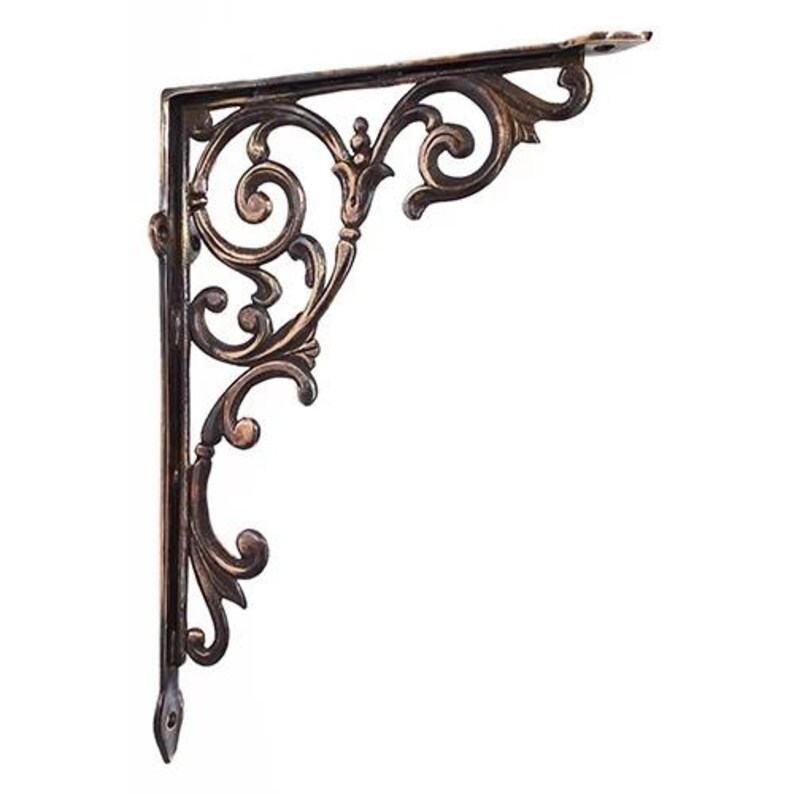 Set of Vintage Simple Engrave Shelf Bracket Books Photos Solid Brass ...