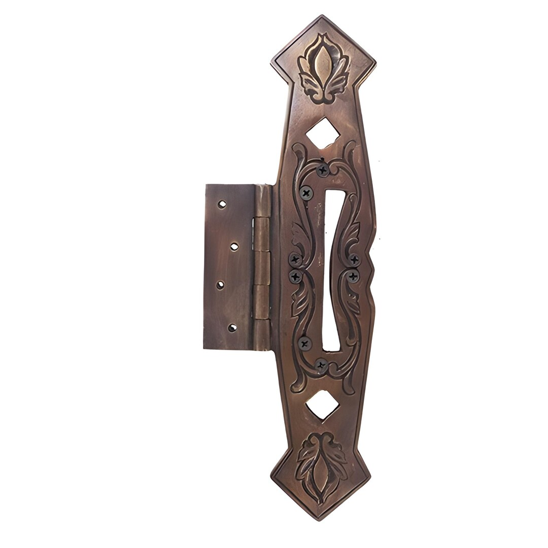 Lot of Vintage Solid Brass Gate Hinges With Batik Flower Detail ...