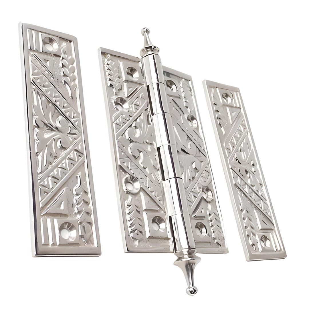 Vintage Solid Brass Door Hinges With Batik Flower Detail Engraved ...