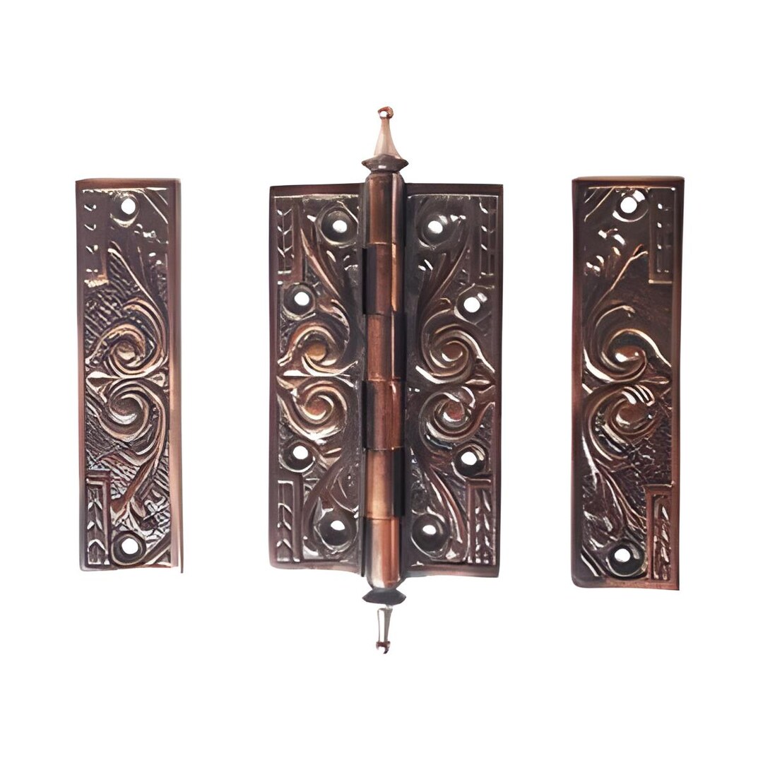 Lot of Vintage Solid Brass Door Hinges With Batik Flower Detail ...