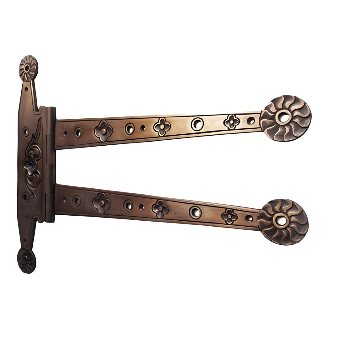 Lot of Vintage Solid Brass Gate Hinges With Crown Detail Engraved ...