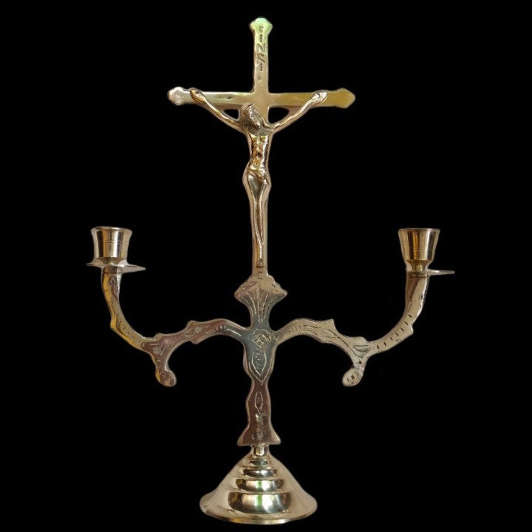 Vintage Sacred Candlestick Holder Religious Prayer Catholic ...