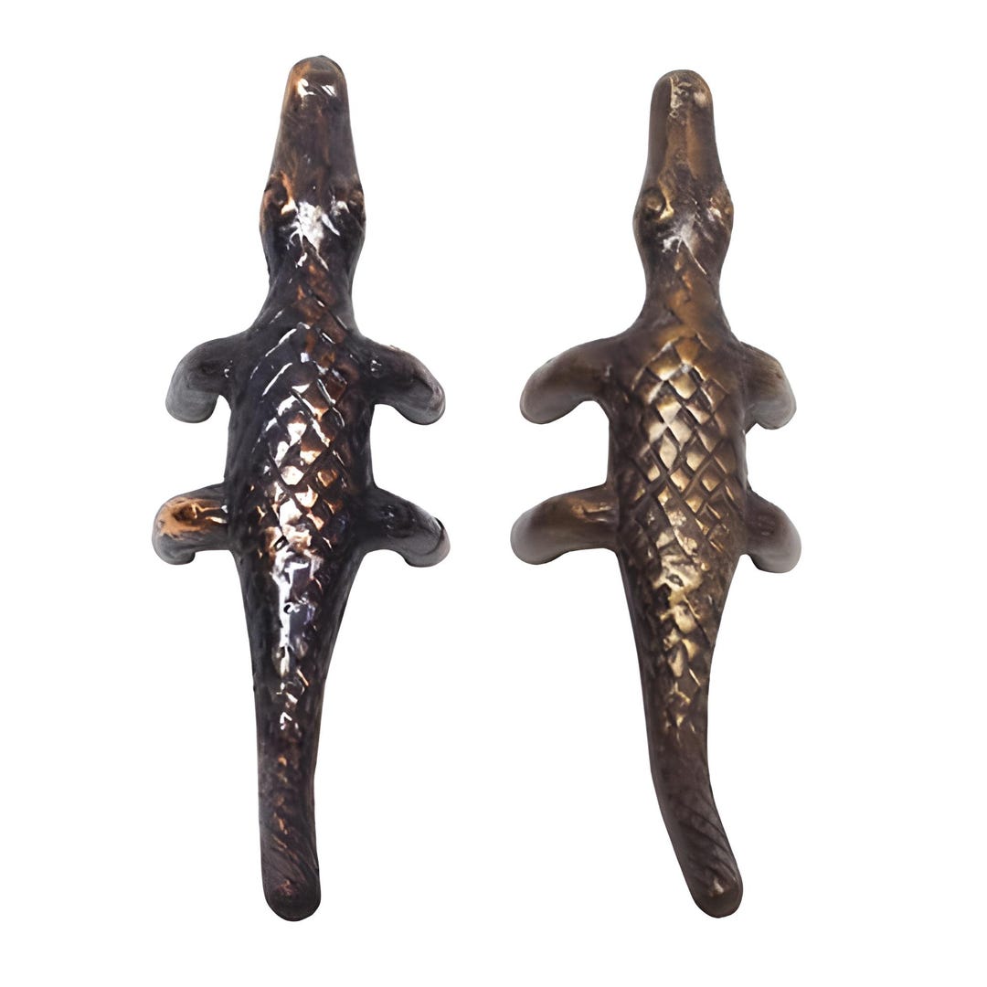4.3" Vintage CROCODILE Cabinet Drawer Pulls Knob, Brass Cupboard Pull ...