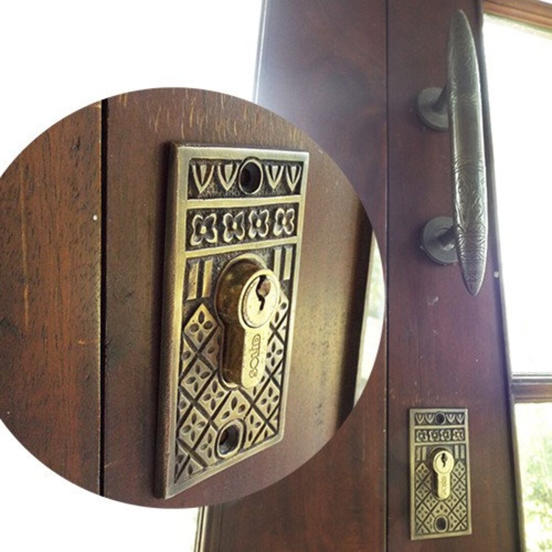 3.5 Brass Plate Door Lock / Door Lockset Plate Decorative Key Hole ...