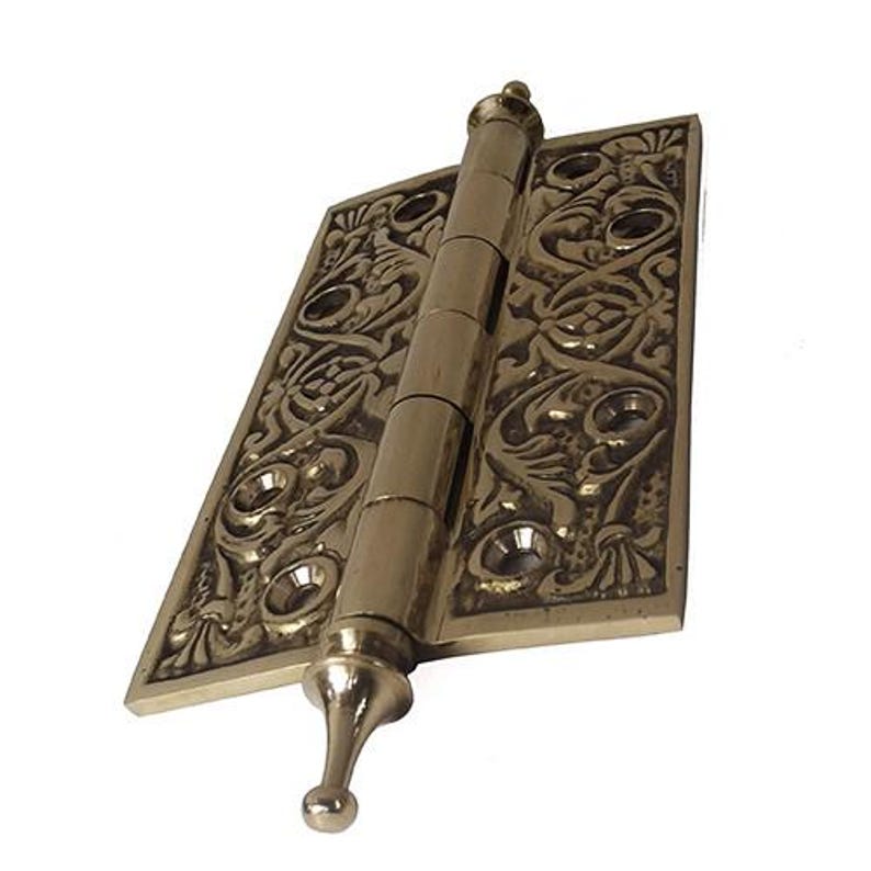 Lot of Vintage Solid Brass Door Hinges With Batik Crown Detail Engraved ...