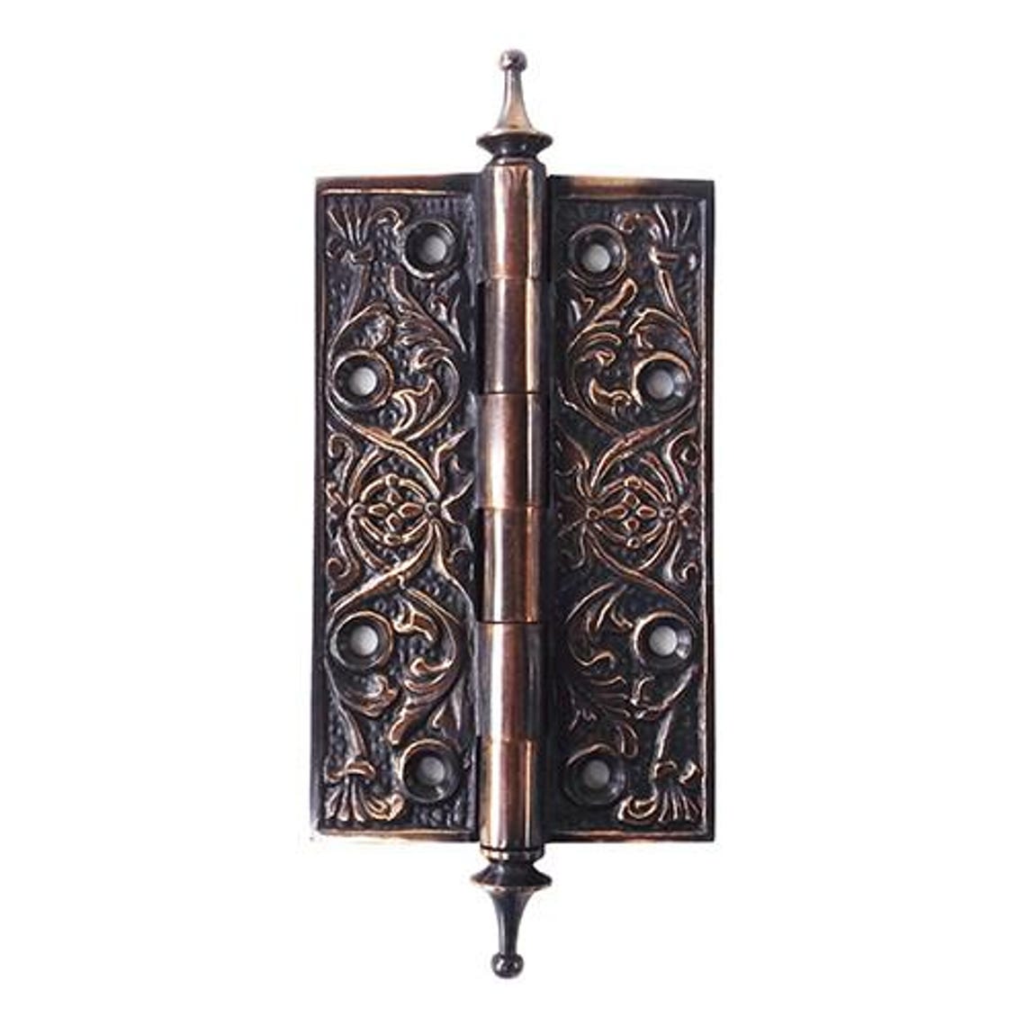 Lot of Vintage Solid Brass Door Hinges With Batik Flower Detail ...