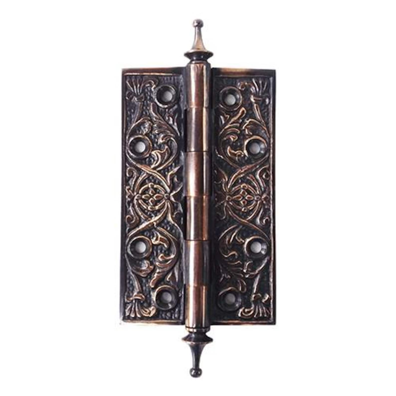 Lot of Vintage Solid Brass Door Hinges With Batik Flower Detail ...