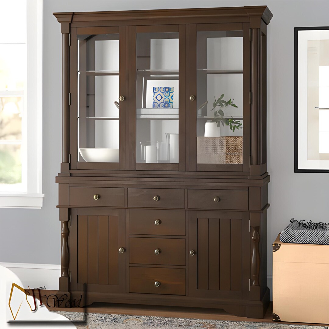Monaco Glass Display Cabinet. Luxury Hand Carved Living Room Display ...